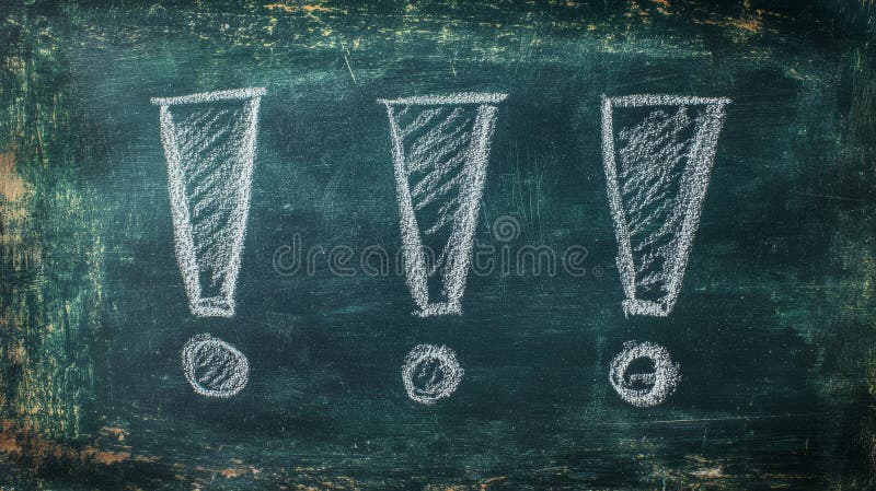 Chalk Exclamation Marks on a Green Chalkboard. Stock Photo - Image of ...