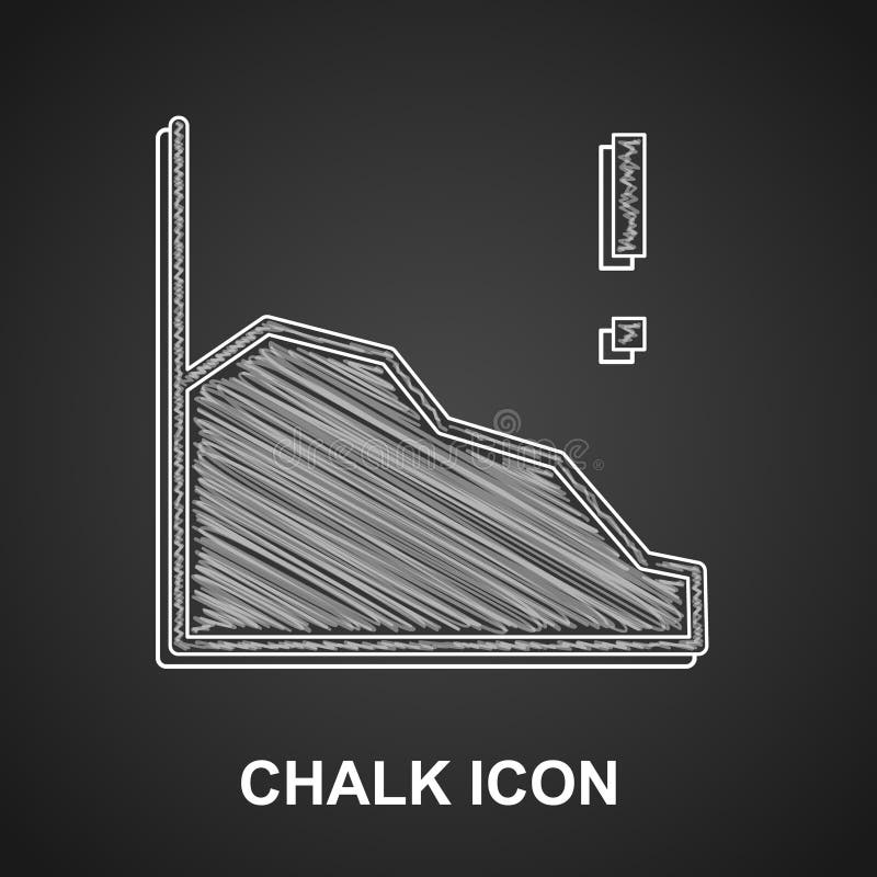 Chalk Financial Growth Decrease Icon Isolated on Black Background. Increasing Revenue Stock ...