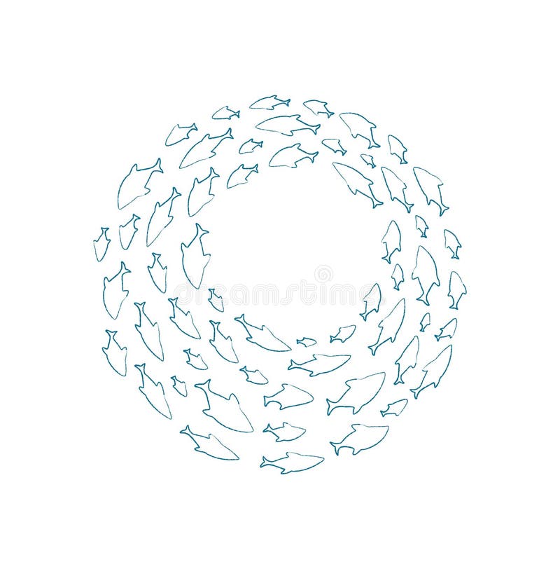 Chalk Fish School Pattern stock illustration. Illustration of element ...