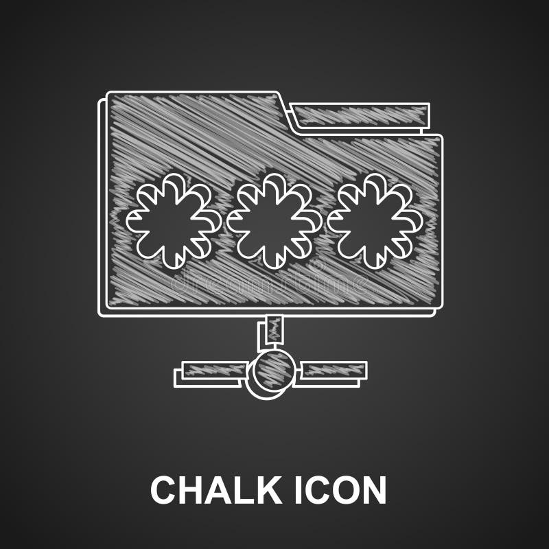 Chalk Folder with Password Notification Icon Isolated on Black ...