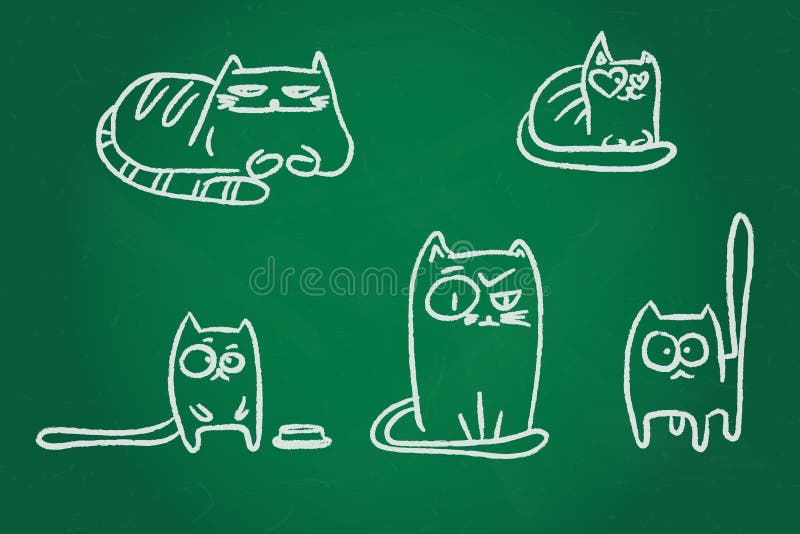 Chalk funny cats stock vector. Illustration of drawing - 57765432