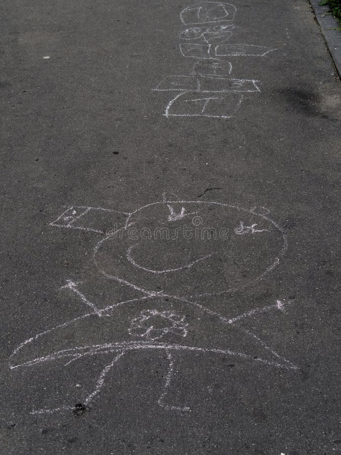 Chalk girl stock image. Image of sidewalk, childishness - 78962773
