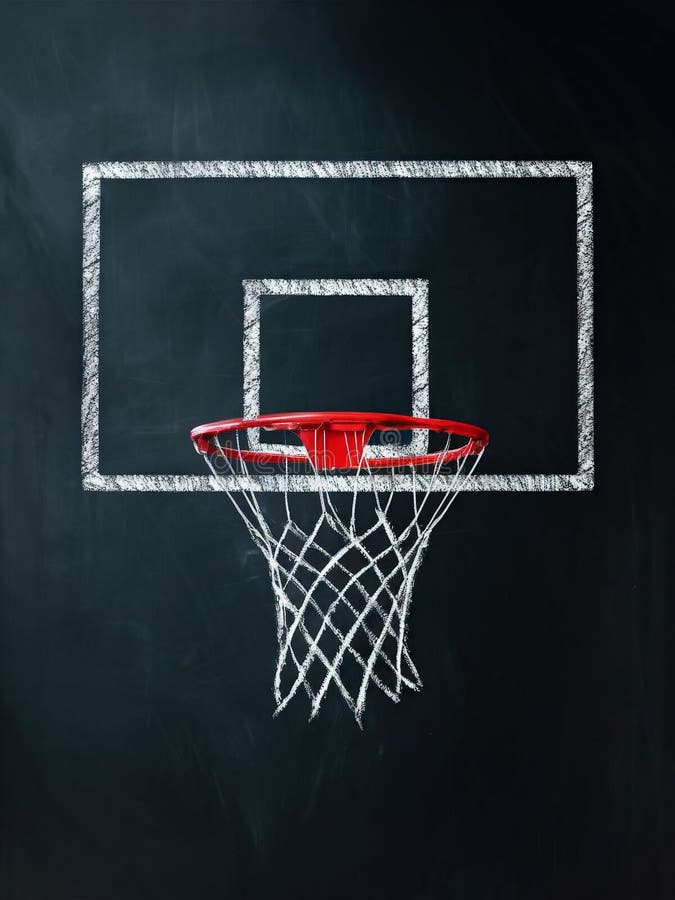 Chalk Graphic of a Basketball Hoop Stock Illustration - Illustration of ...