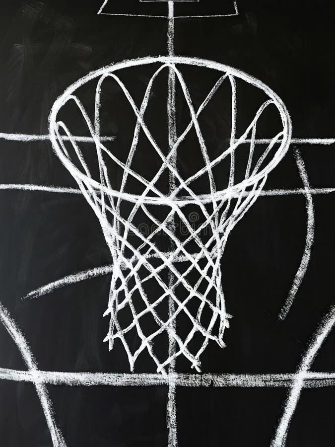 Chalk Graphics of a Basketball Court Stock Illustration - Illustration ...
