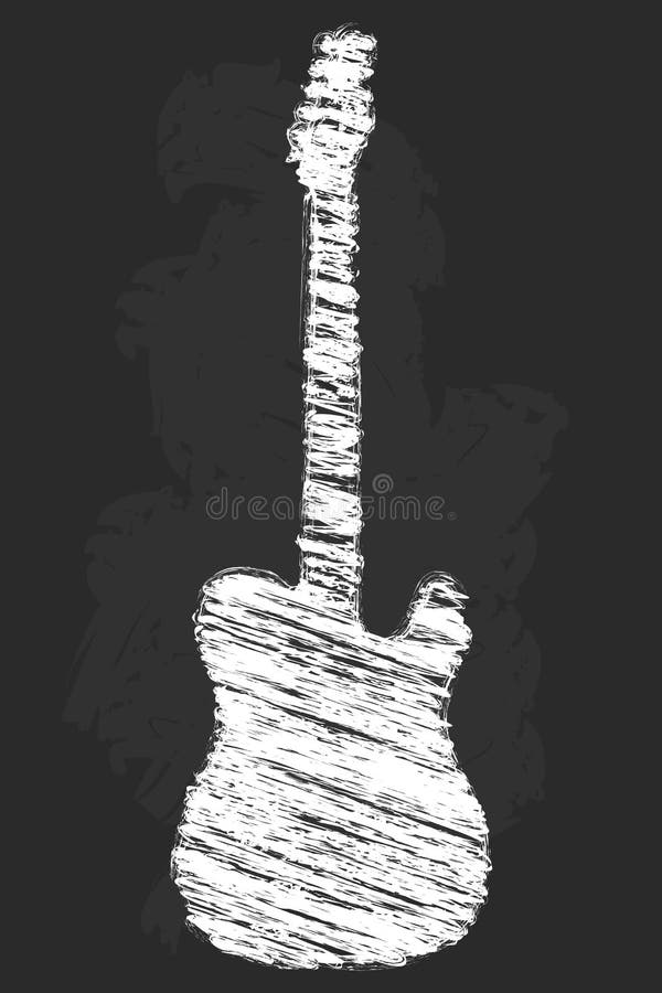 Chalk guitar logo drawing stock illustration. Illustration of jazz ...