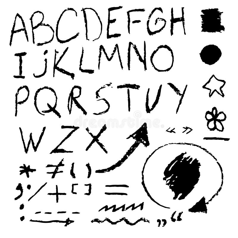 Chalk Hand Drawing Alphabet Stock Vector - Illustration of english ...