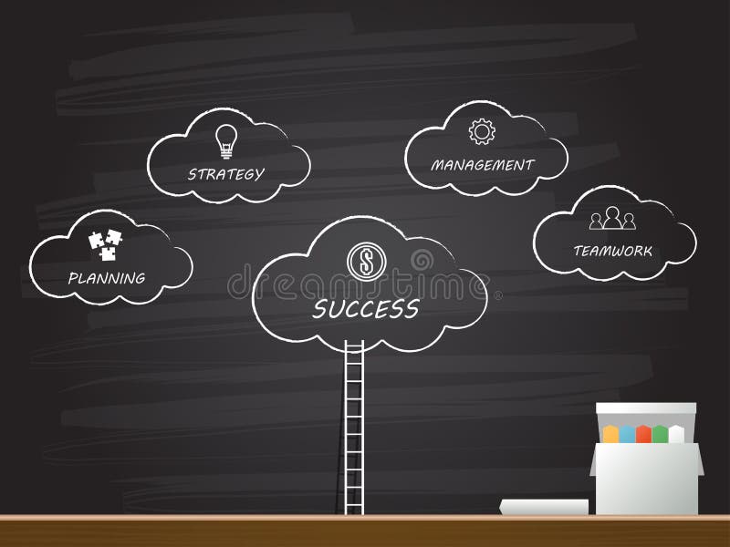 Chalk Hand Drawing with Cloud As Success Concept. Vector Illustration ...