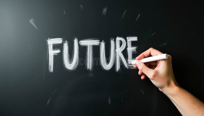 Chalk Hand Drawing _FUTURE_ on Blackboard - Rejecting Past for Tomorrow ...