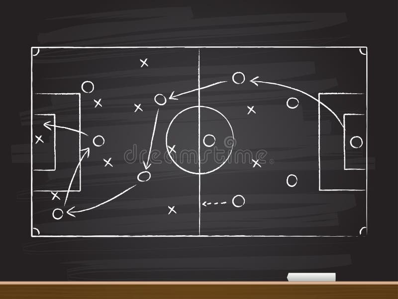 Chalk Hand Drawing with Soccer Game Strategy. Vector Illustration Stock ...