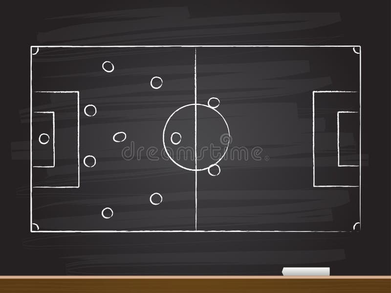 Chalk Hand Drawing with Soccer Game Strategy. Vector Illustration Stock ...