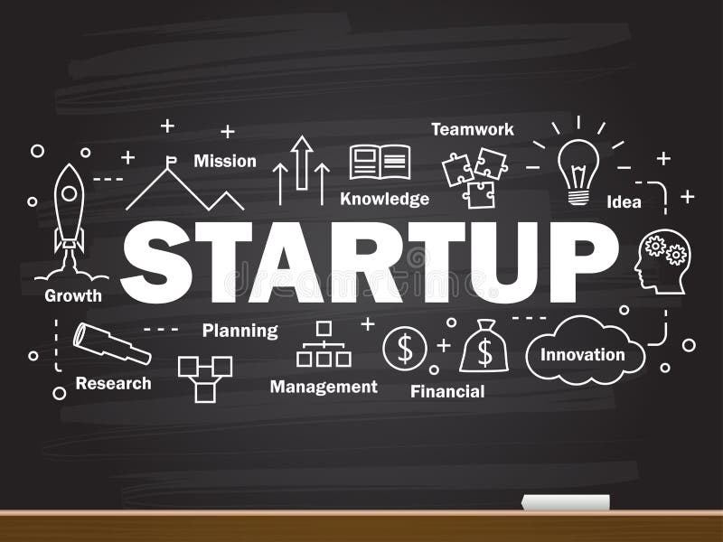 Chalkboard Hand Drawing with Startup Concept. Stock Illustration ...