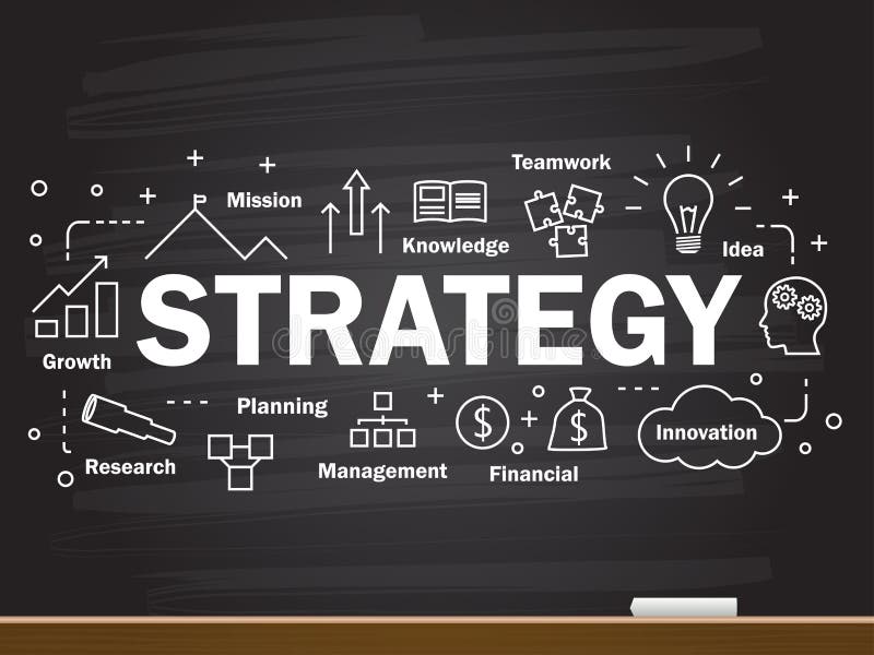 Chalkboard Hand Drawing with Strategy Concept. Stock Illustration ...