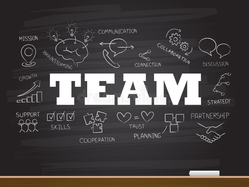 Chalk Hand Drawing with Team Word. Vector Illustration Stock Vector ...