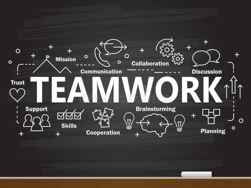 Chalkboard Hand Drawing with Teamwork Concept. Stock Illustration ...