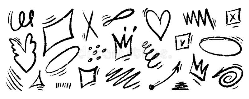 Chalk Hand Drawn Arrow, Brush Lines, Underlines, Crayon Marker ...