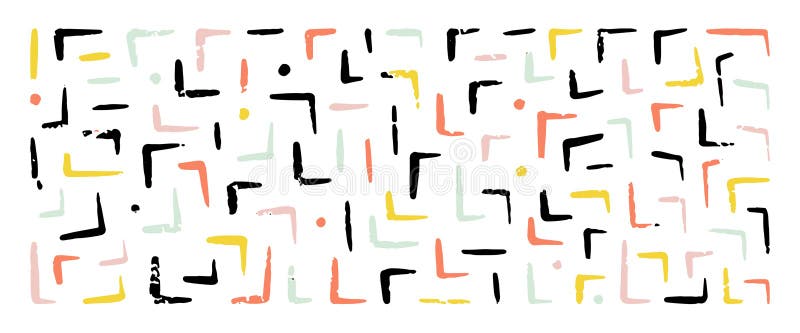 Chalk Hand Drawn Corner Elements with Dots, Rectangular Frames, Text ...