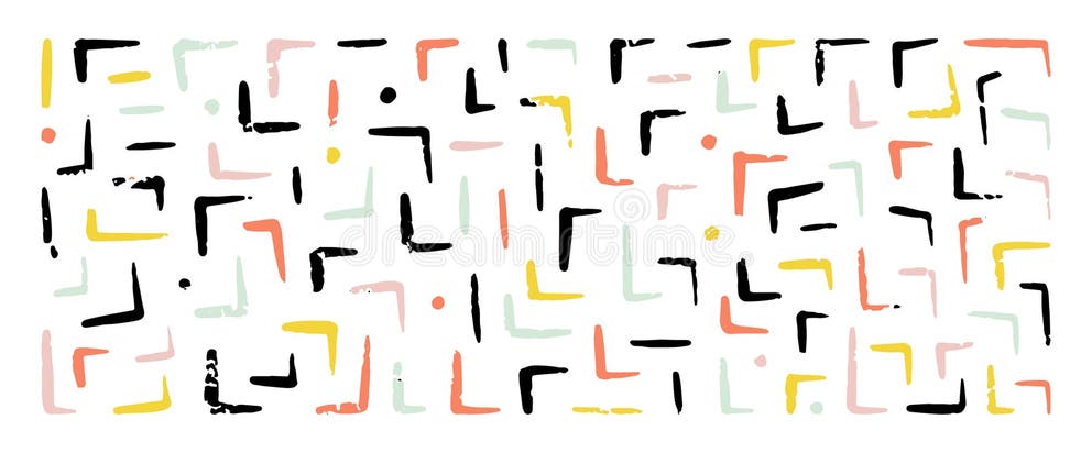 Chalk Hand Drawn Corner Elements with Dots, Rectangular Frames, Text ...