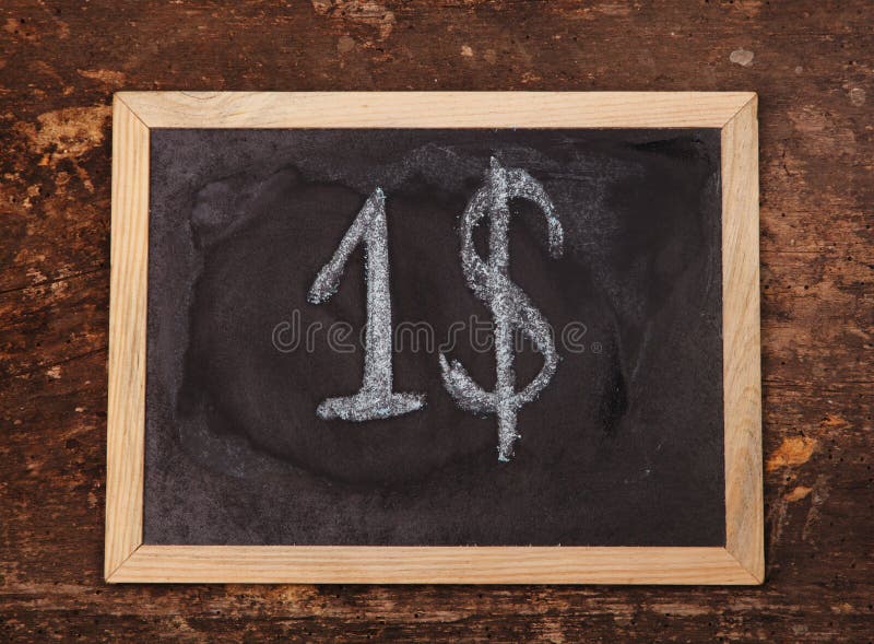 Chalk Handwritten Dollar Sign on Blackboard on Wooden Background Stock ...