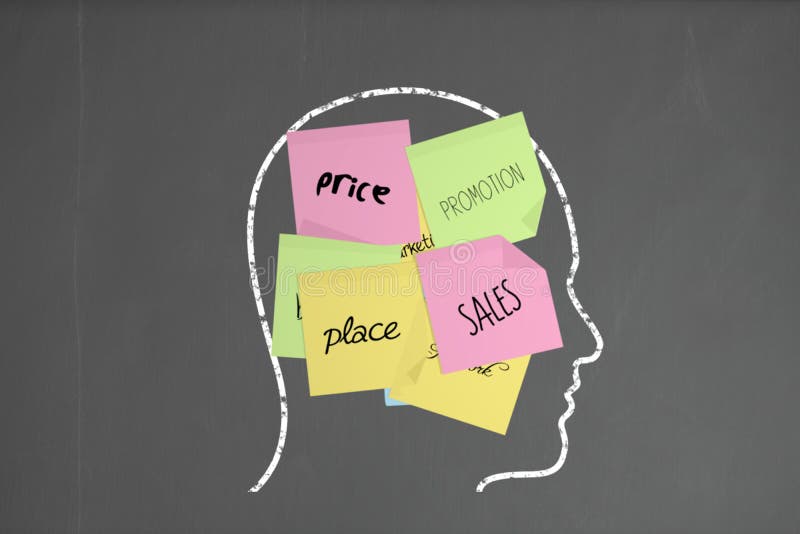 Chalk Head with Emotion Post it Notes Stock Illustration - Illustration ...