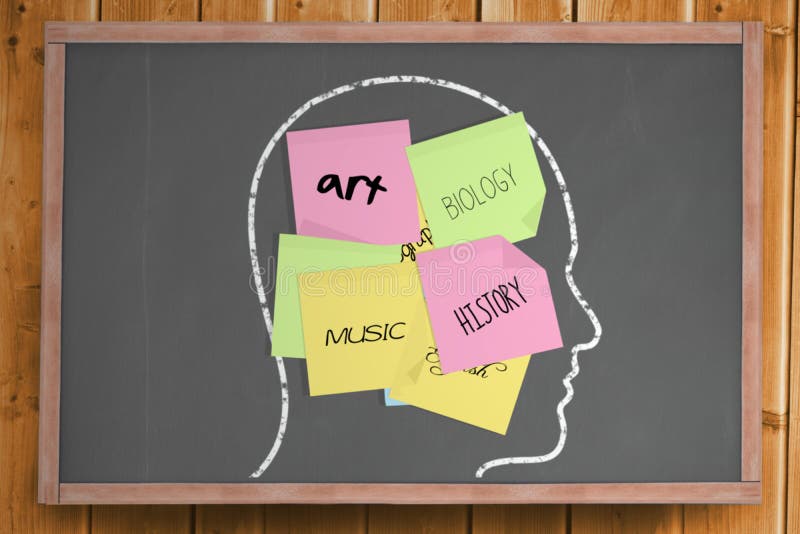 Chalk Head with Emotion Post it Notes Stock Illustration - Illustration ...