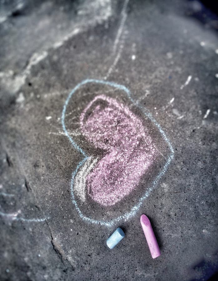 Chalk Heart on sidewalk stock photo. Image of sidewalk - 154657198