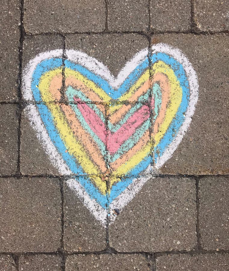 Chalk heart on sidewalk stock image. Image of square - 180736511