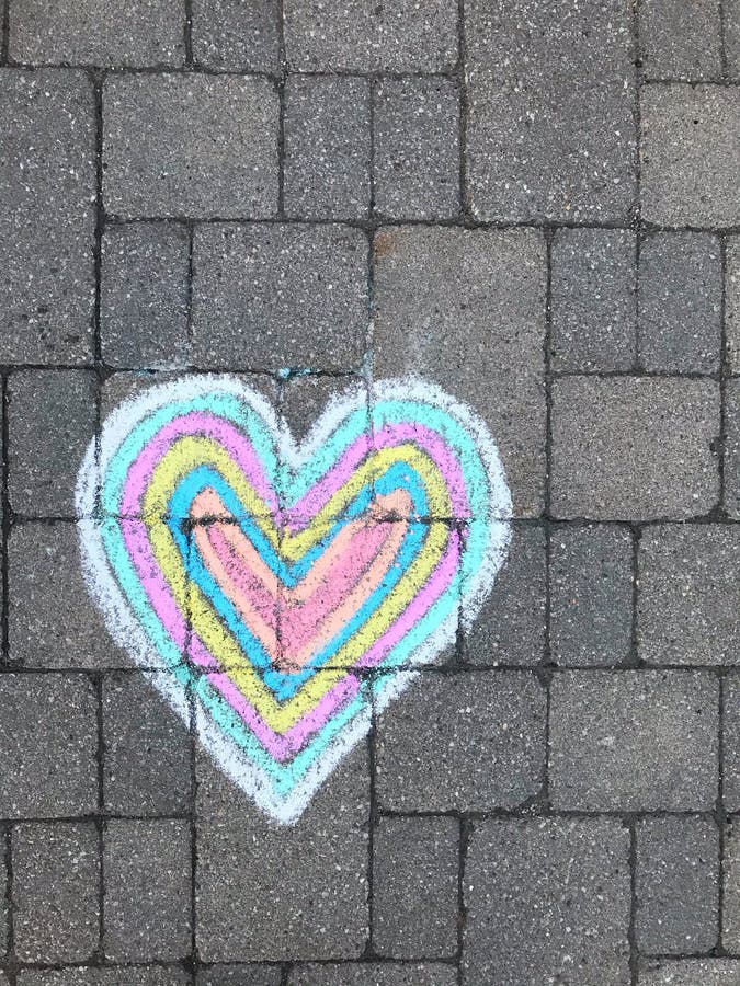 Chalk heart on sidewalk stock image. Image of square - 180736511