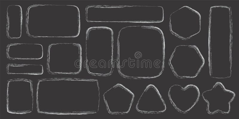 Chalk Line Frames. Geometric Borders with Sketch Texture Stock ...
