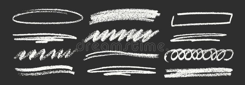 Chalk Line Stroke Blackboard Vector Set. Crayon Scribble Underline ...