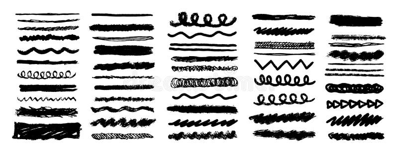 Chalk Lines and Squiggles, Underlines Hand Drawn Doodle Thick Line ...