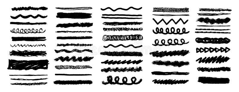 Chalk Lines and Squiggles, Underlines Hand Drawn Doodle Thick Line ...