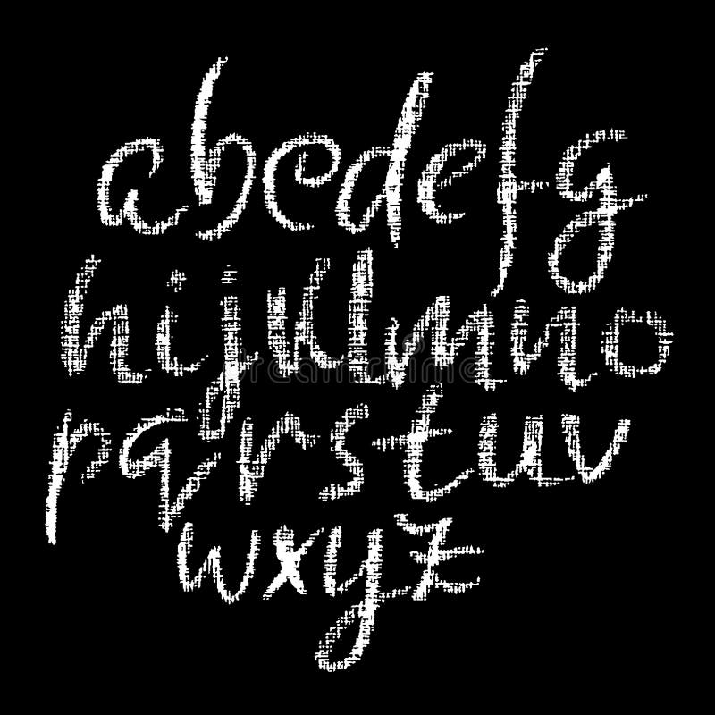 Chalk Lower Case Font. Grunge Script on Chalkboard. Vector Calligraphy ...
