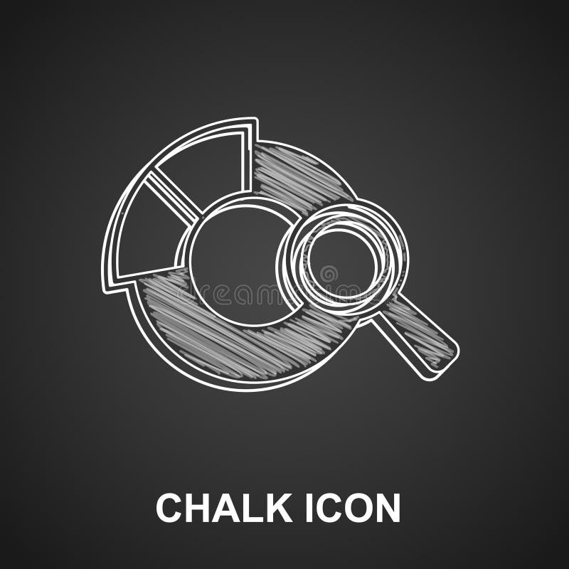 Chalk Magnifying Glass and Data Analysis Icon Isolated on Black ...