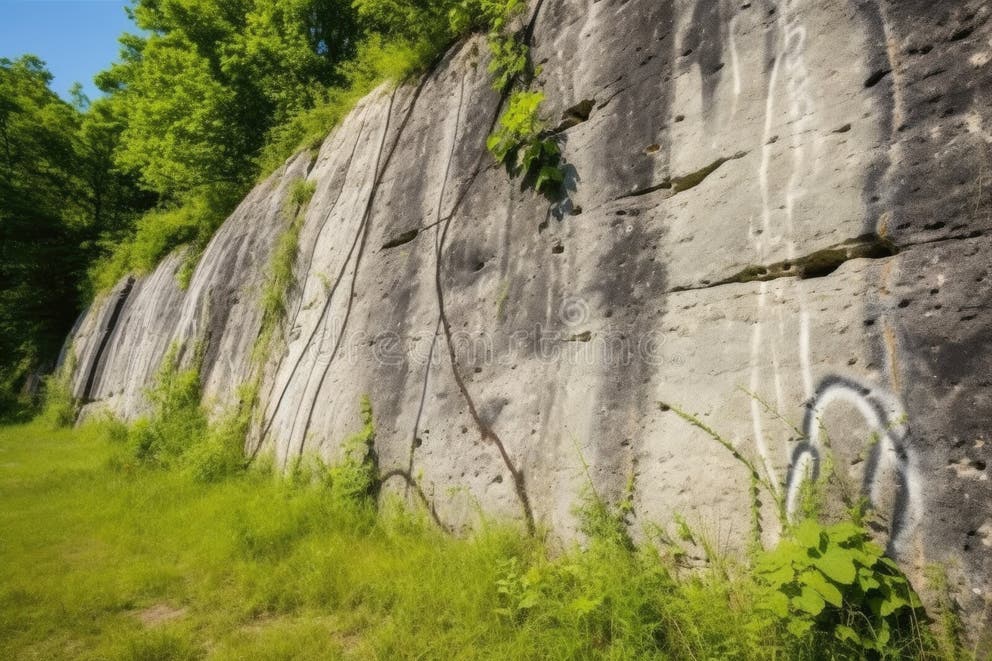 Chalk Marks on a Climbing Route Along a Cliff Stock Image - Image of ...