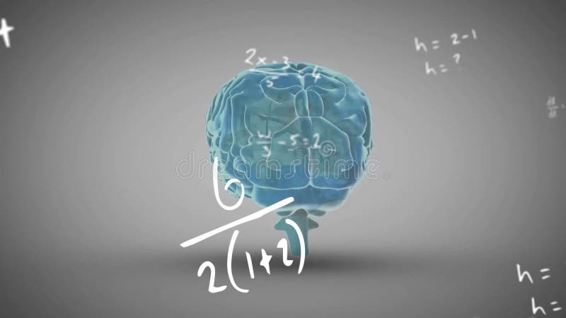Chalk Marks Drifting Around Floating 3D Brain, Formulas Appearing ...