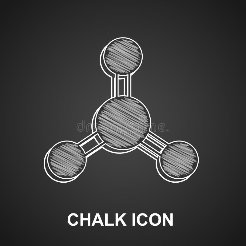 Chalk Molecule Icon Isolated on Black Background. Structure of ...