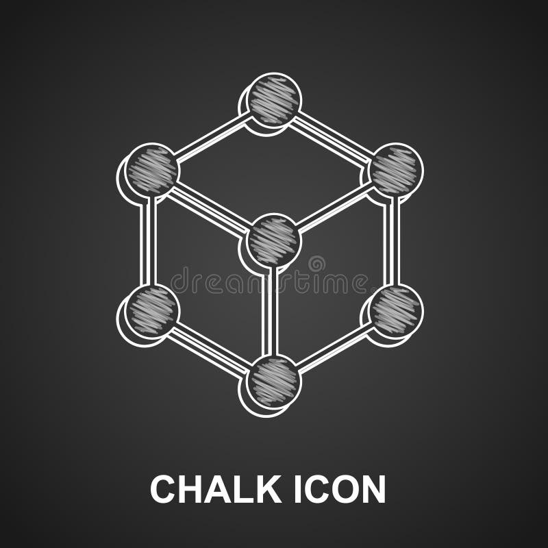 Chalk Molecule Icon Isolated on Black Background. Structure of ...