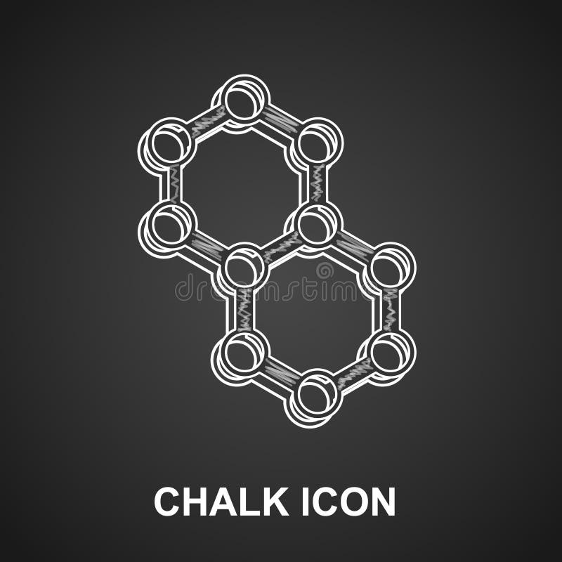 Chalk Molecule Icon Isolated on Black Background. Structure of ...