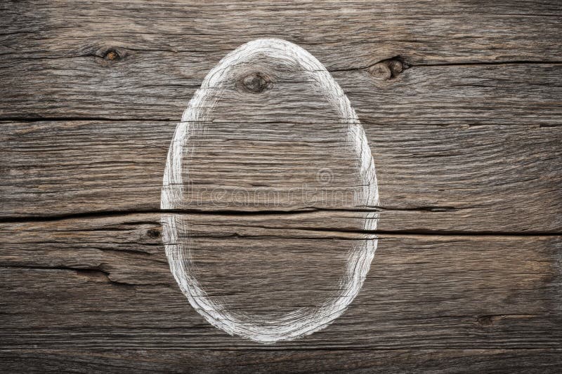 Chalk Outline of Soft Egg Shape on Rustic Wooden Surface in a Farm ...