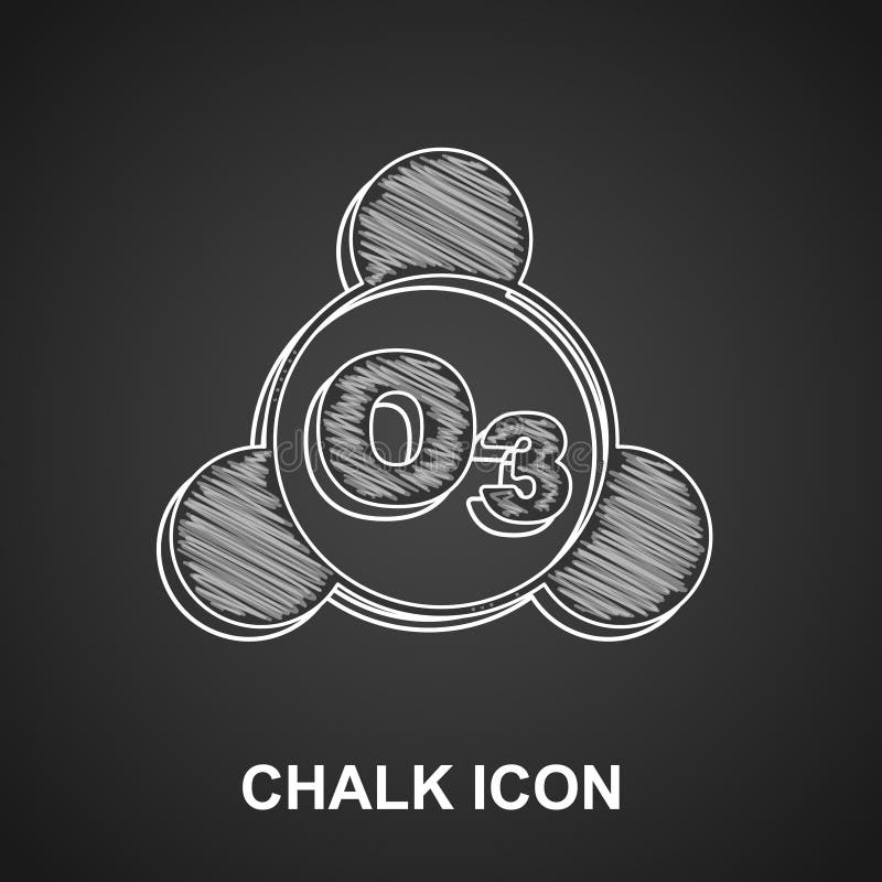 Chalk Ozone Molecule Icon Isolated on Black Background. Ozone, O3 ...