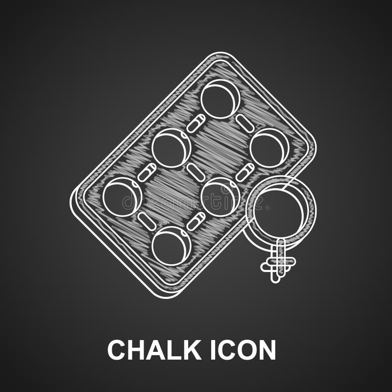 Chalk Packaging of Birth Control Pills Icon Isolated on Black ...