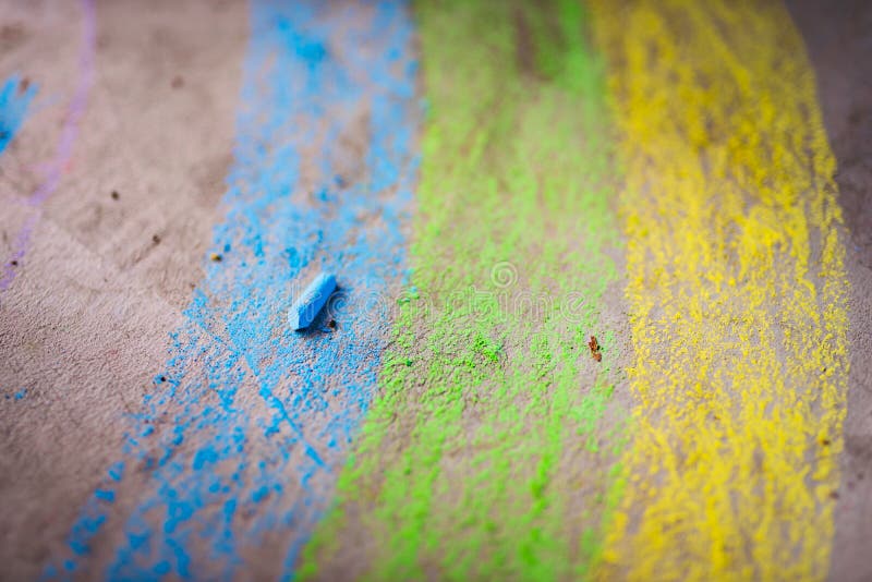Chalk Painting on Cement Floor Looks Like a Rainbow. Stock Photo ...