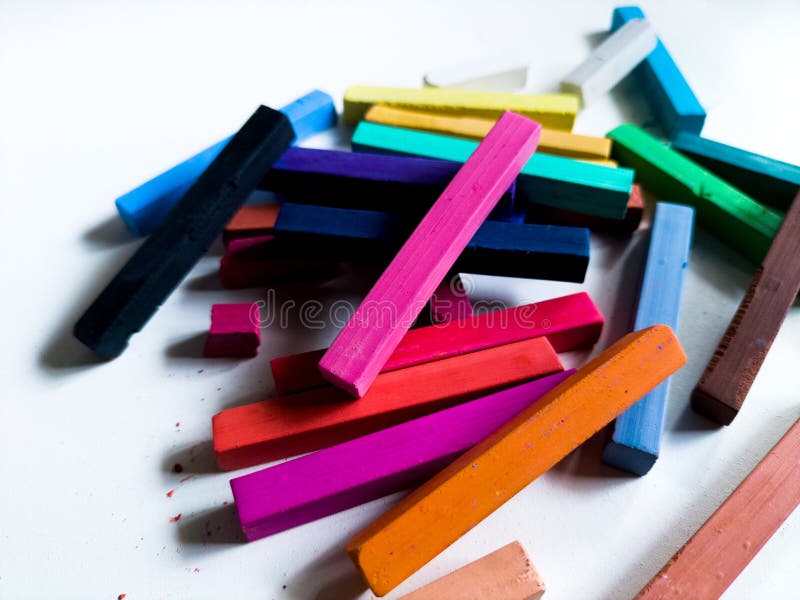 Colorful Chalk Pastels on White Background Stock Photo - Image of pile ...