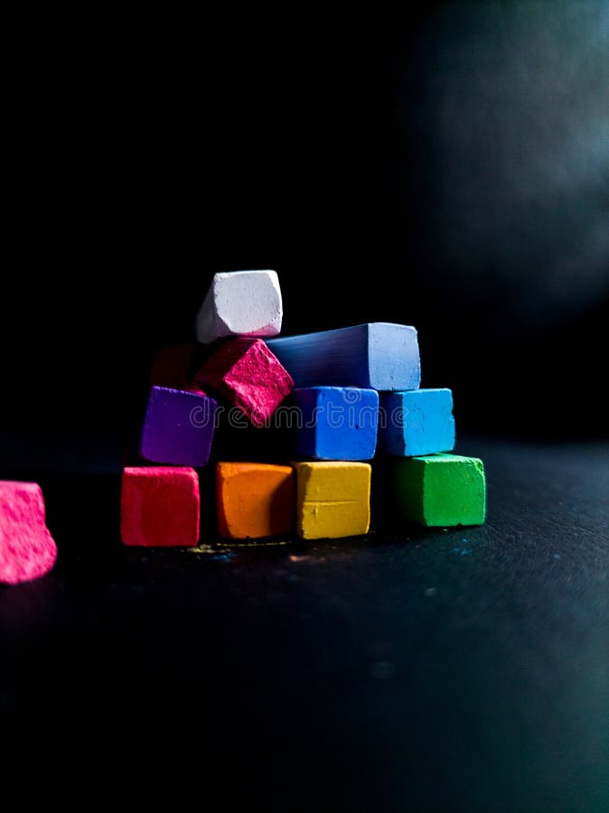 Colorful Chalk Pastels on Black Background Stock Photo - Image of ...