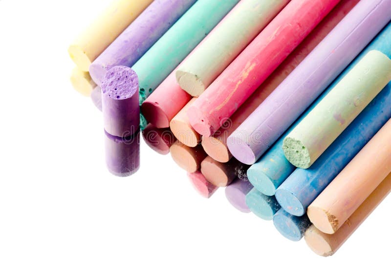 Chalk Pieces - Different Colors and Lengths Reflected on Mirror Stock ...
