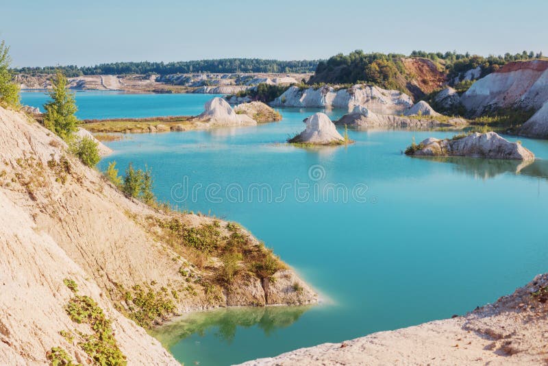 Chalk Quarry in Belarus in Summer Stock Photo - Image of rock, chalk ...