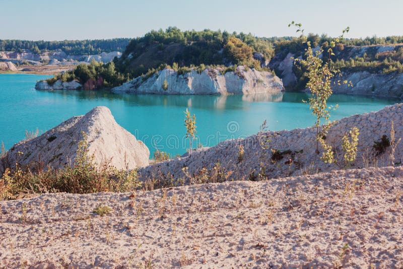 Chalk Quarry in Belarus in Summer Stock Photo - Image of island ...