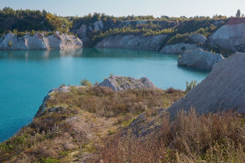 Chalk Quarry in Belarus in Summer Stock Image - Image of sand, crater ...