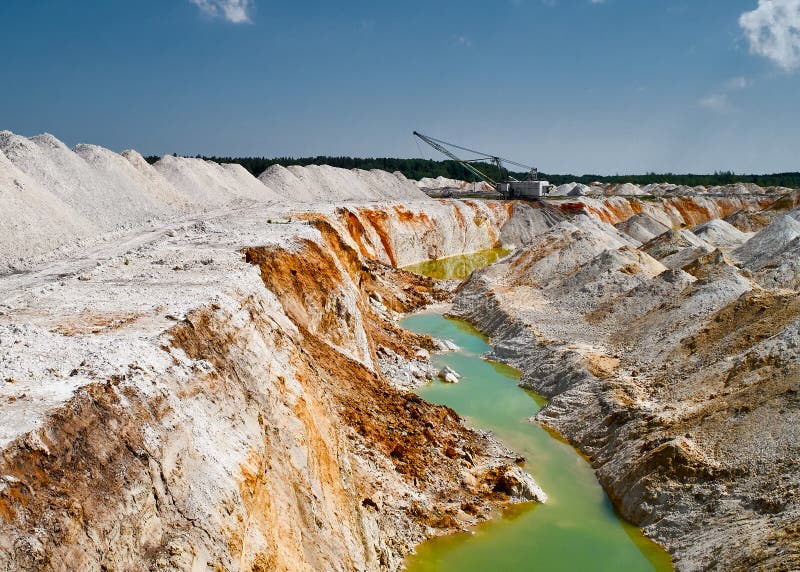 Chalk Quarry High Ledge of the Mine, Filled with Water Stock Photo ...