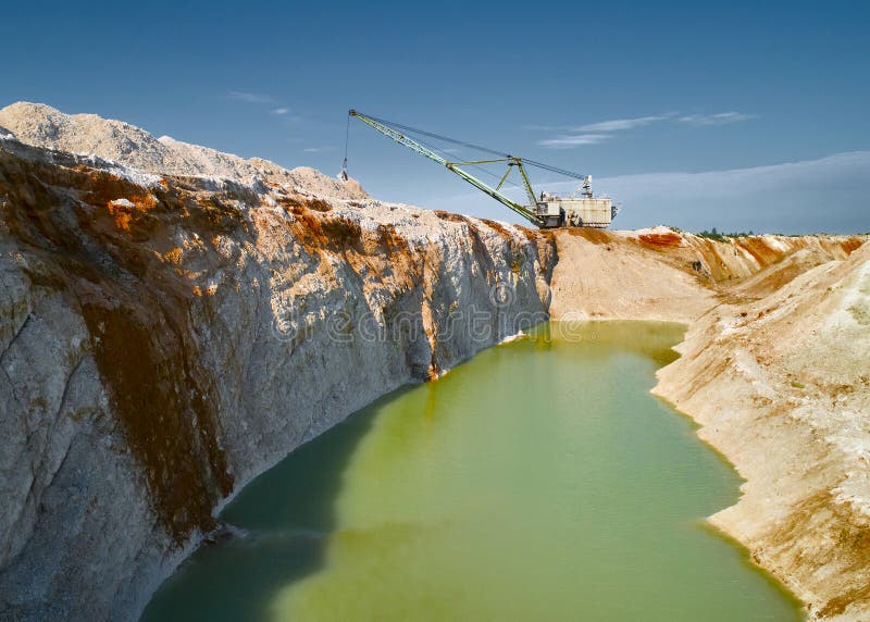 Chalk Quarry High Ledge of the Mine, Filled with Water Stock Image ...